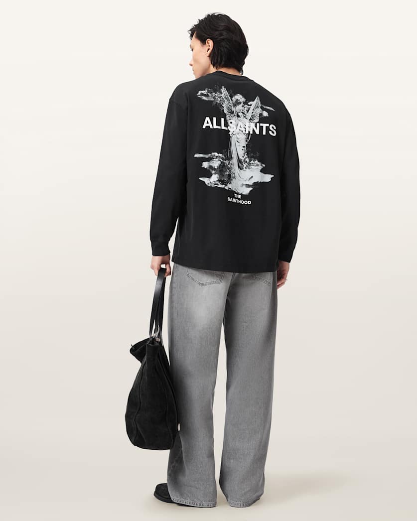 Guardian Oversized Graphic T-Shirt Jet Black | ALLSAINTS US